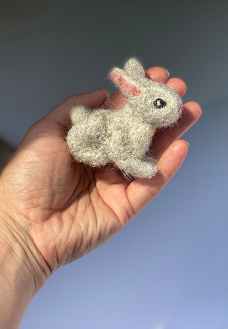 Rabbit /bunny Realistic Needle Felt, 100% Wool Palm Size Artisan ...