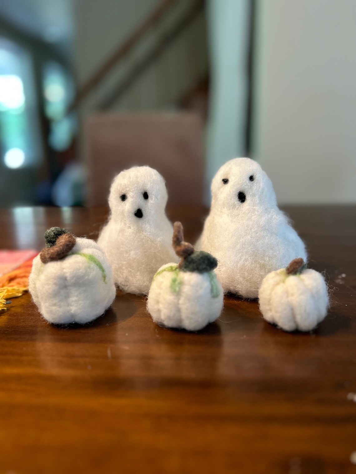Wool Ghost Finger Puppets, Table and Scene Halloween Decor, Needle Felt ...