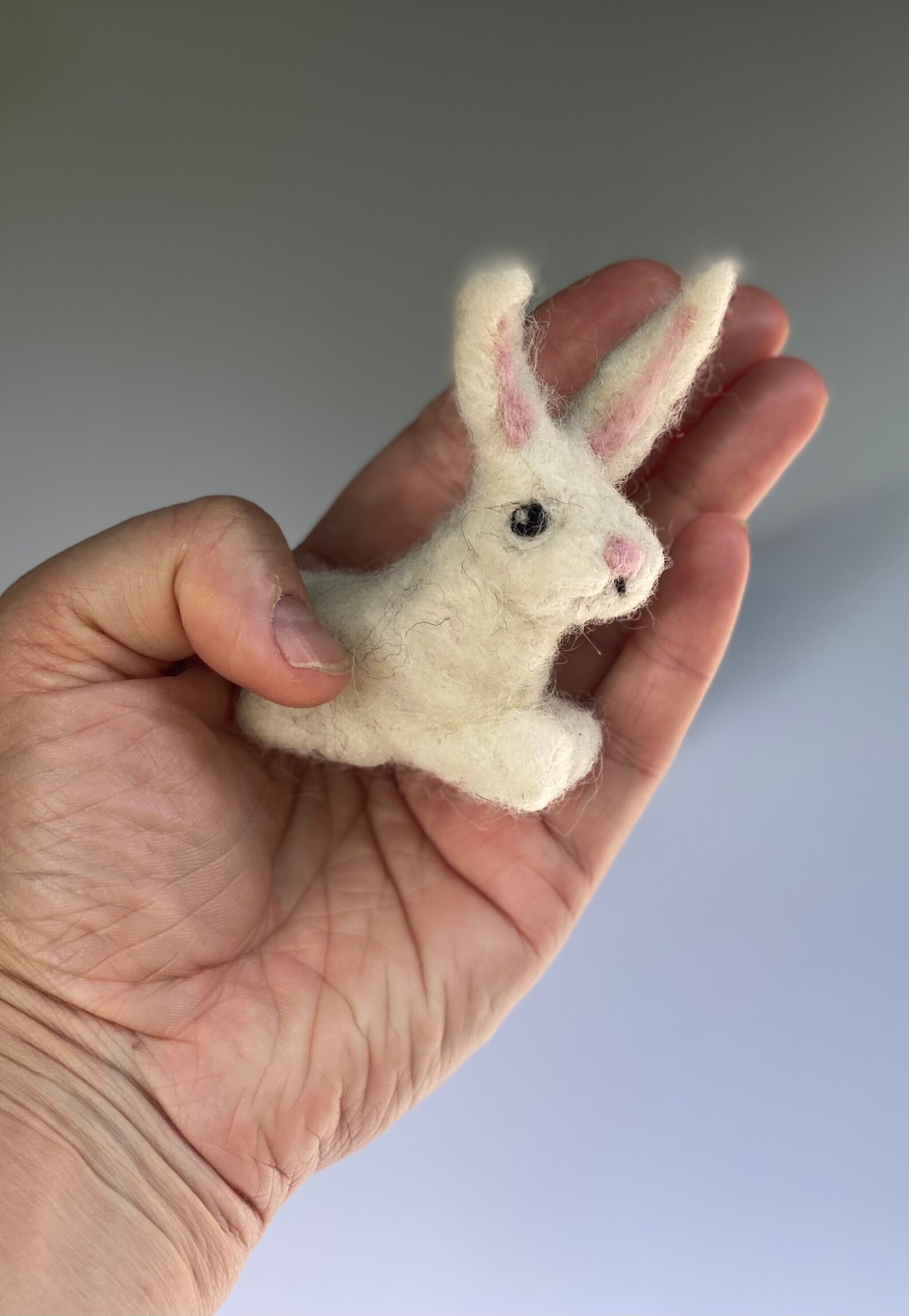 Rabbit /bunny Realistic Needle Felt, 100% Wool Palm Size Artisan ...