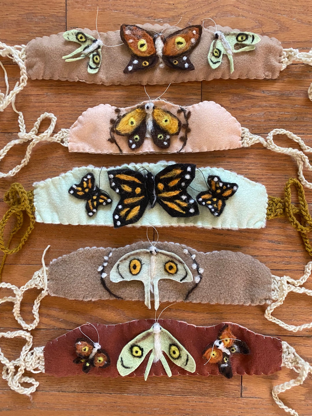 Boho Waldorf Moth and Butterfly Birthday Crowns With Crochet Ties - Etsy
