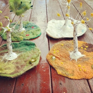 Mini Waldorf 100% Wool Needle and Wet Felted Play Mats: Birch Trees in ...