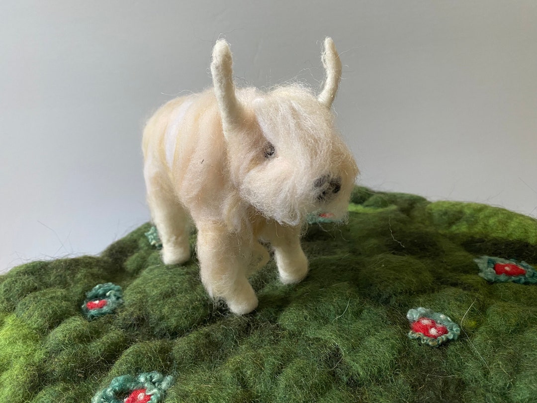 Realistic Wool Cow, Needlefelt Highland Cow, White - Etsy