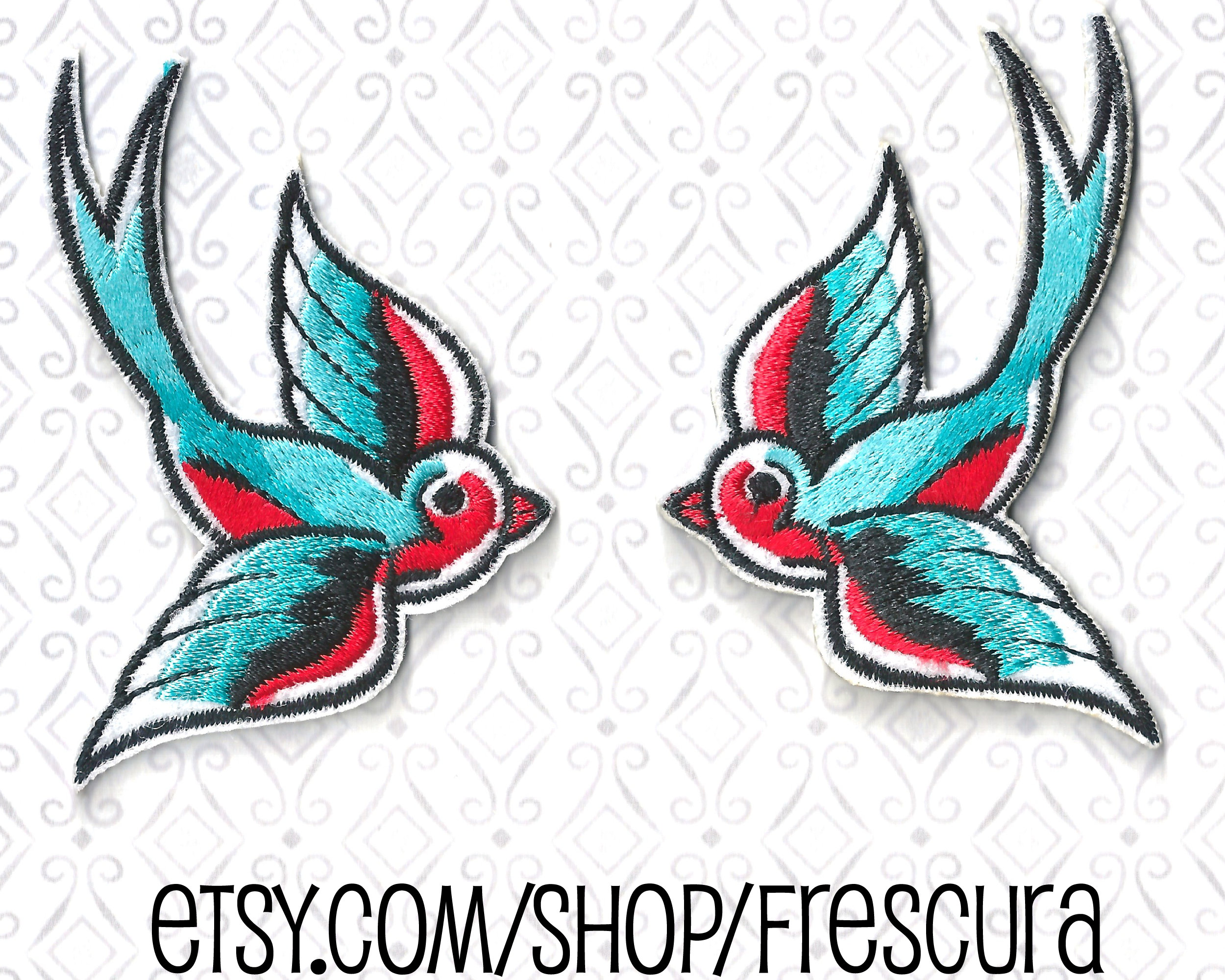 Swallow Patches 2 1/2 X 2 1/2 SET OF 2 Embroidered - Etsy