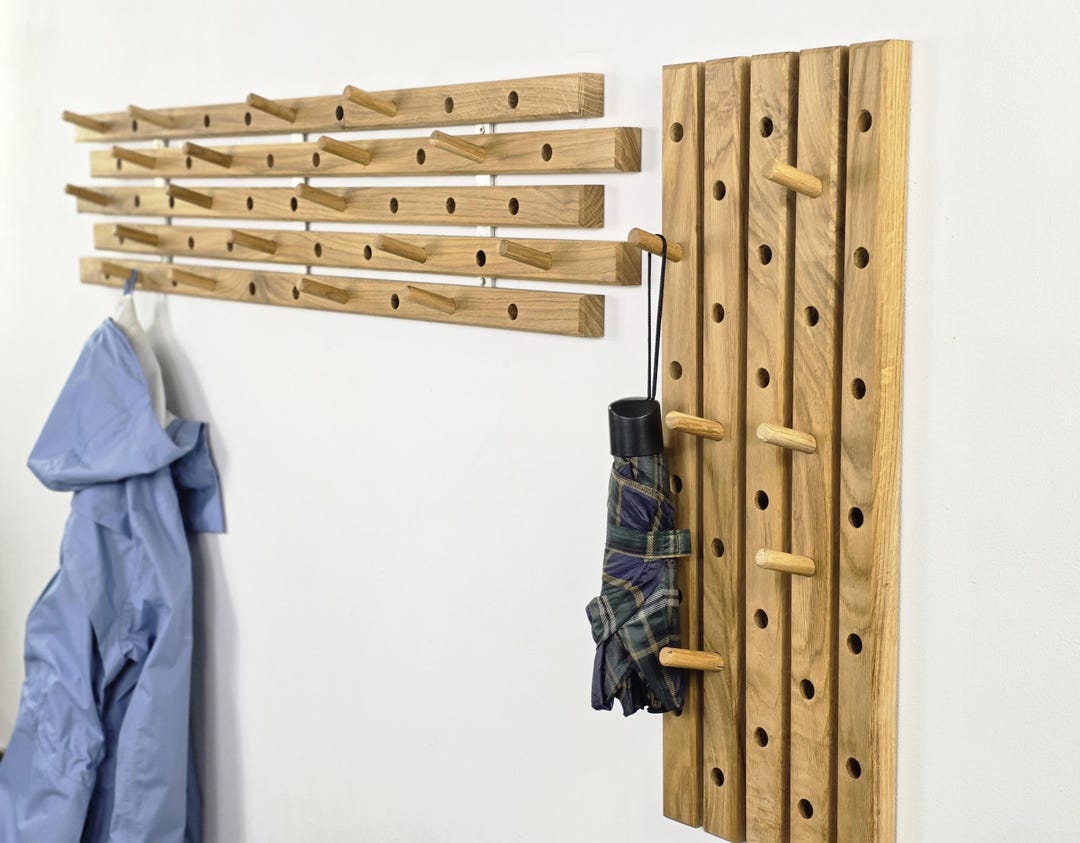 Solid Oak Wooden Hangers With 20 Mobile Hooks for 50 Places and 12 ...