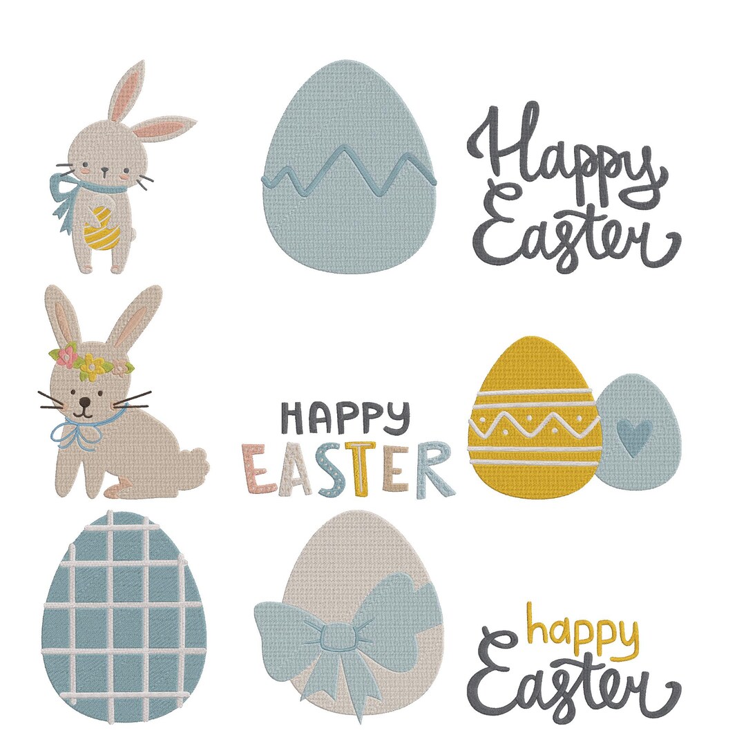 Easter Bunny Clipart Design Bundle, Happy Easter Spring Baby Machine ...