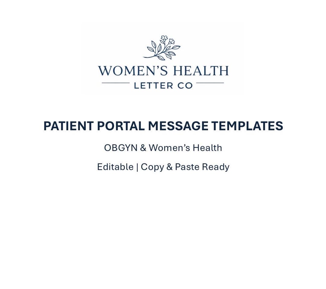 Patient Portal Message Templates | OBGYN and Women’s Health | Editable ...