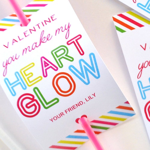 You Make My Heart Glow Neon Valentine for Glow Stick Party - Etsy