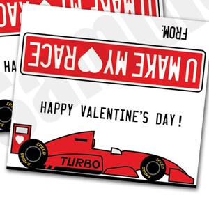 Racecar You Make My Heart Race Valentines Favor Treat Bag Topper for ...
