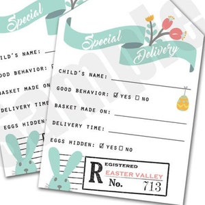 Special Delivery Easter Bunny Basket Tag Instant Download Printable ...