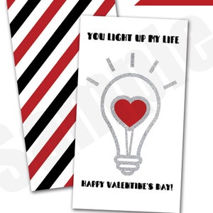 You Light up My Life Light Bulb Valentine for Glow Stick Party Favor ...