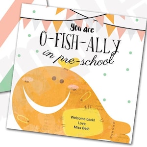 O-fish-ally in Pre-school Welcome Back to School Goldfish Tag Editable ...