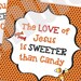 The Love of Jesus is Sweeter Than Candy Halloween Party Favor Tag Card ...