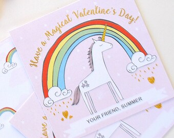 Rainbow Unicorn Valentines Printable DIY Instant Download - Etsy