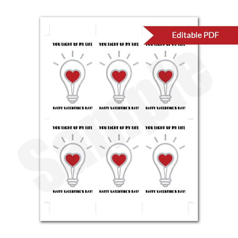 You Light Up My Life Light Bulb Valentine for Glow Stick Party | Etsy