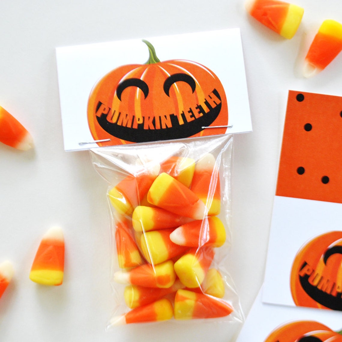 Pumpkin Teeth Candy Corn Halloween Favor Bag Topper Printable | Etsy