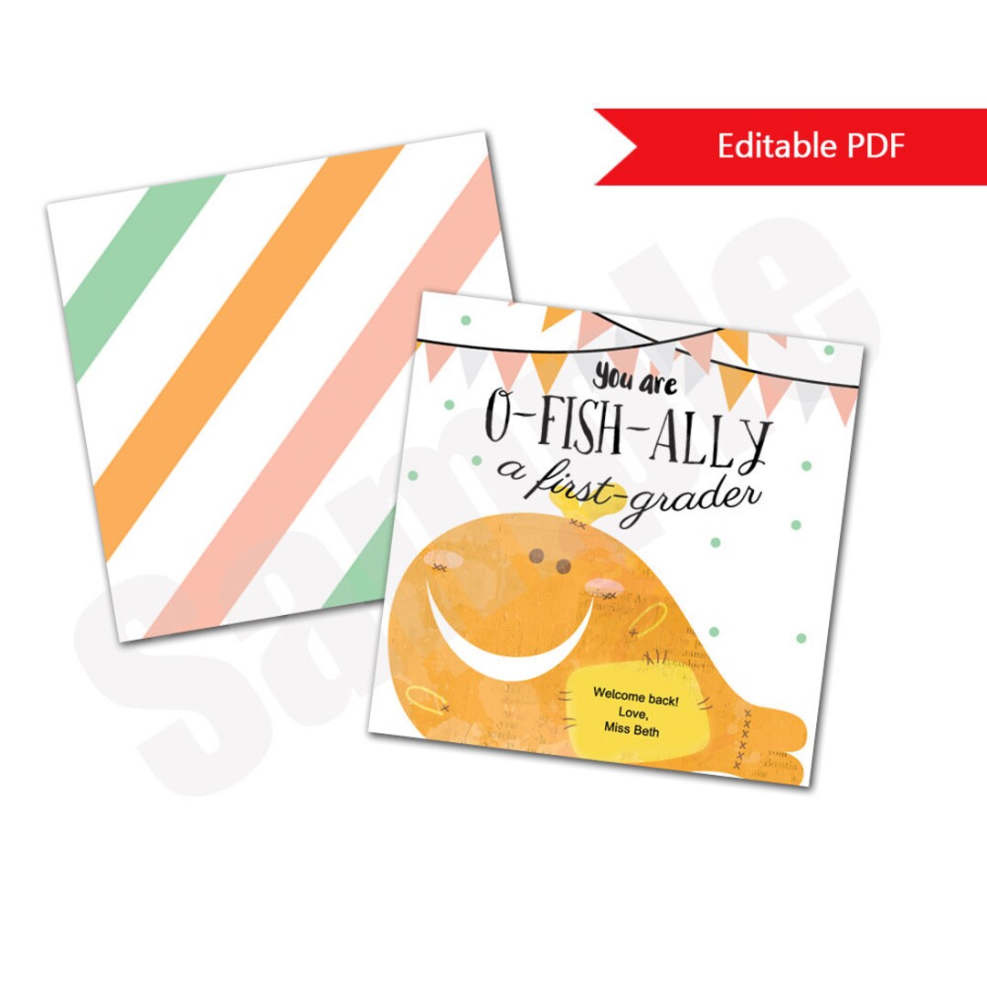 O-fish-ally a First Grader Welcome Back to School Goldfish Tag Editable ...
