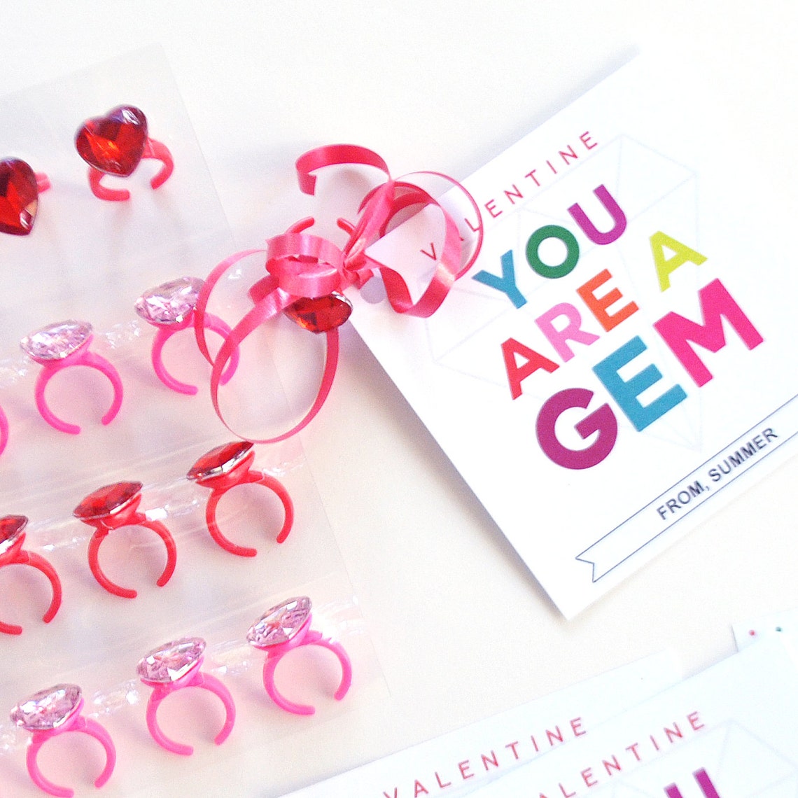 You Are a GEM Ring Pop Valentines Day Card Tags Instant | Etsy