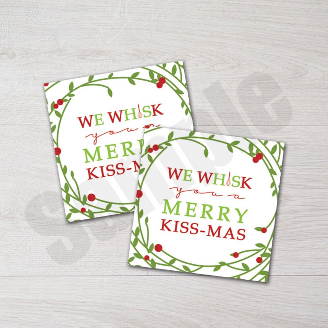 We Whisk You a Merry Kissmas Christmas Gift Favor Tag Printable - Etsy