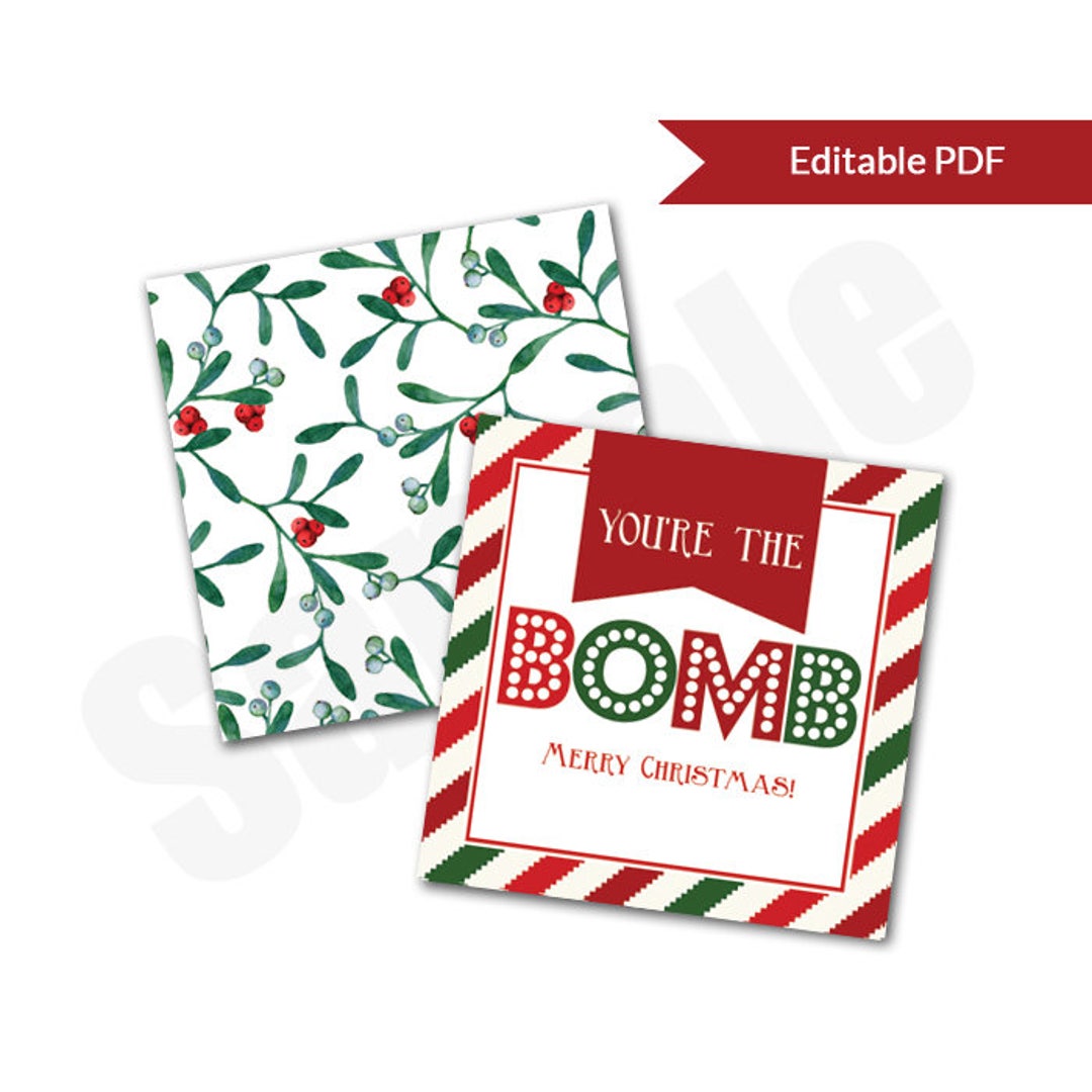 You're the Bomb Bath Bomb Christmas Favor Gift Tag Editable PDF ...