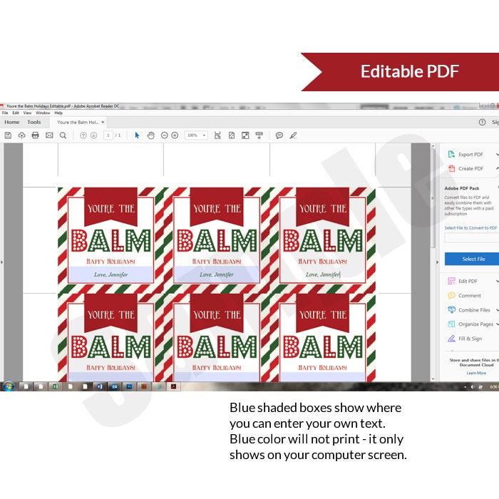 You're the Balm Lip Balm Happy Holidays Christmas Favor Gift Tag ...