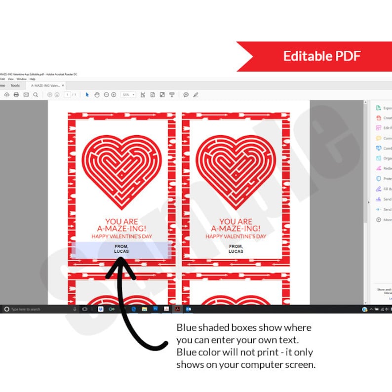 You Are A-MAZE-ING Valentine Editable PDF Printable for | Etsy