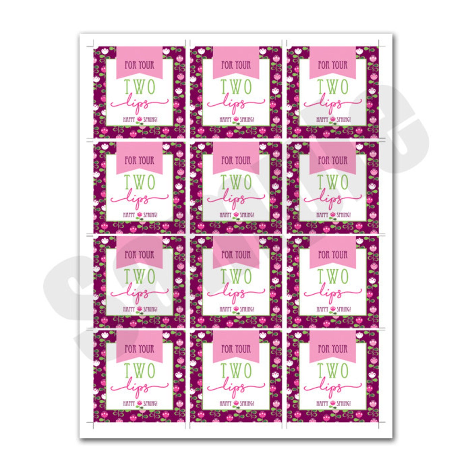 For Your Two Lips Tulips Thank You Favor Tag Sticker PDF Printable - Etsy