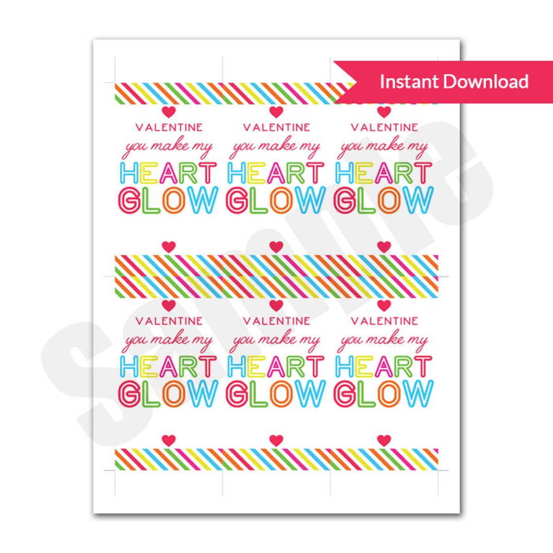 You Make My Heart Glow Neon Valentine for Glow Stick Party - Etsy