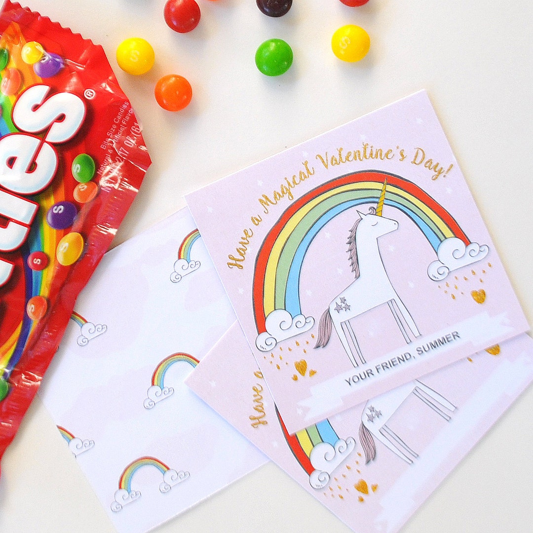 Rainbow Unicorn Magical Valentines Day Cards Instant Download Printable ...
