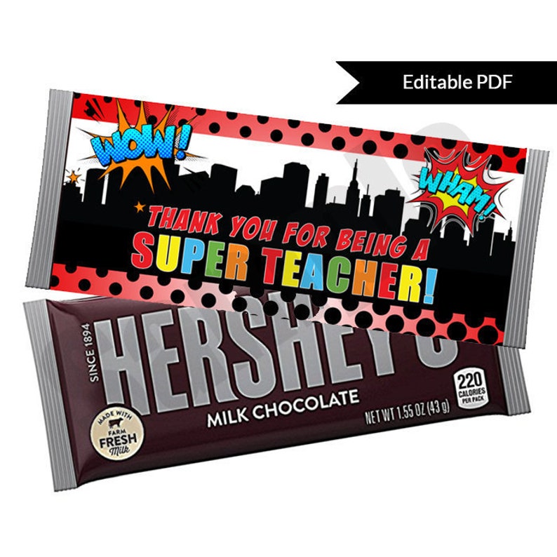 Super Hero Teacher Appreciation Candy Bar Wrapper Printable - Etsy