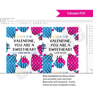Sweetheart Sweettart Candy Valentine's Day Card Tag Editable PDF ...