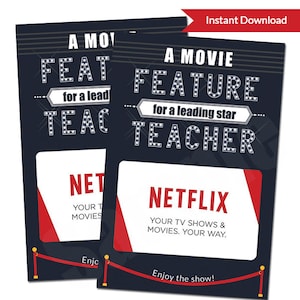 Teacher Appreciation Movie Night Theater Gift Card Printable PDF - Etsy