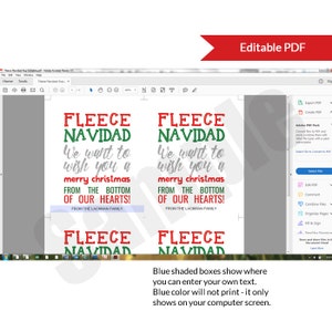 Fleece Navidad Christmas Gift Tag Editable PDF Printable Cards for ...