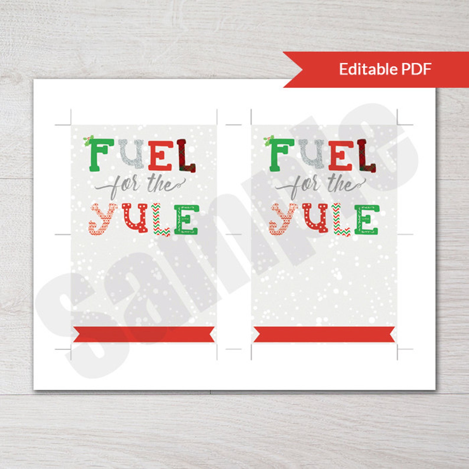 Fuel for the Yule Christmas Gas Gift Card Holder Editable PDF Printable ...