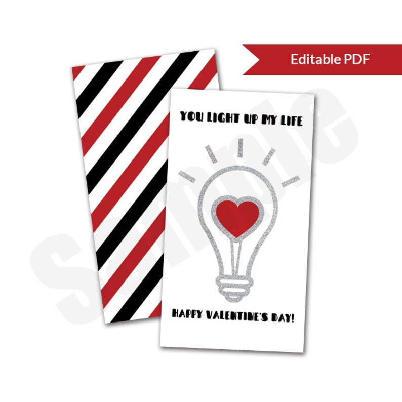 You Light Up My Life Light Bulb Valentine for Glow Stick Party | Etsy