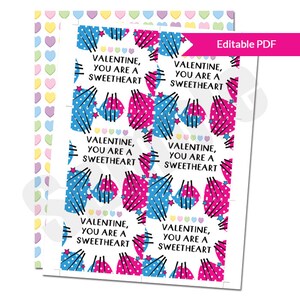 Sweetheart Sweettart Candy Valentine's Day Card Tag Editable PDF ...