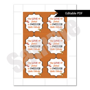 The Love of Jesus is Sweeter Than Candy Halloween Party Favor Tag Card ...