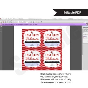 Love Bugs and Kisses Valentine's Day Favor Gift Tag Editable PDF ...