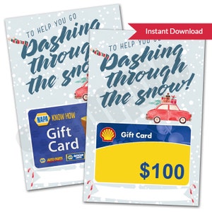 Dashing Through the Snow Christmas Gas or Auto Parts Gift Card Holder ...