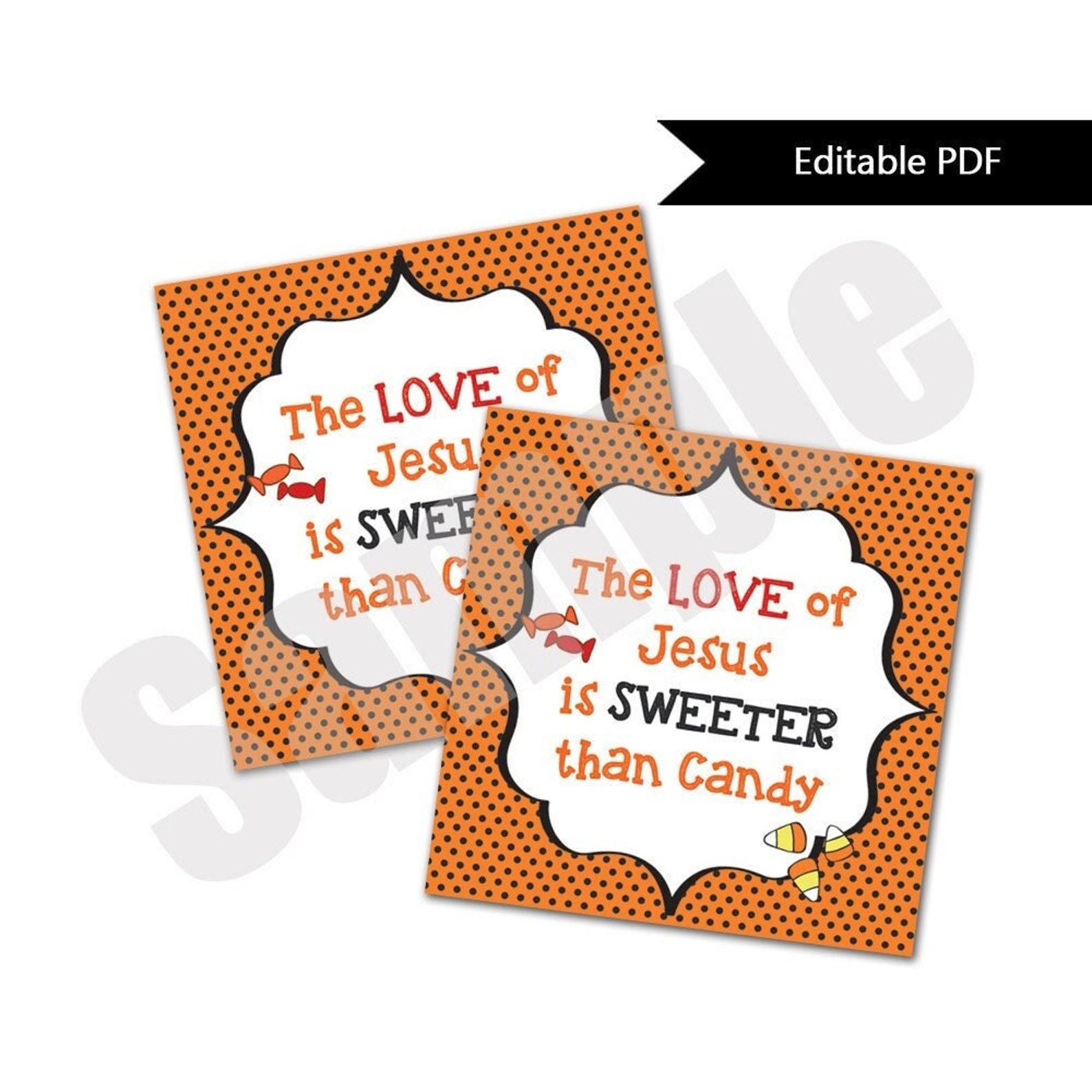 The Love of Jesus is Sweeter Than Candy Halloween Party Favor Tag Card ...
