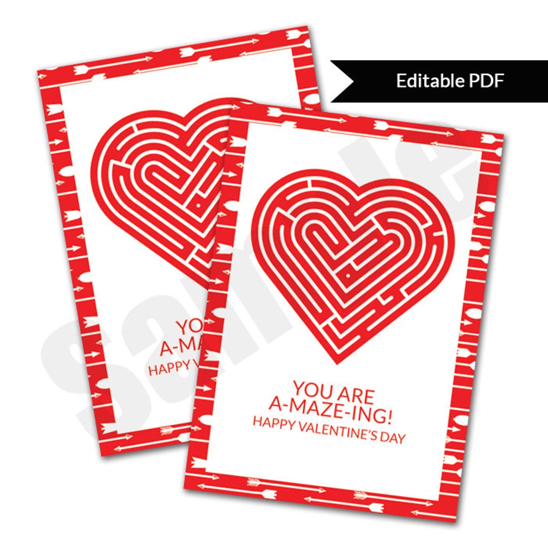 You Are A-MAZE-ING Valentine Editable PDF Printable for Classroom ...