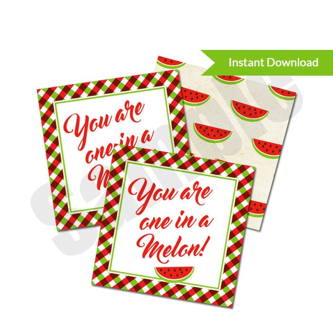 One is a Melon Appreciation Card Party Favor Tag Sticker PDF Printable ...