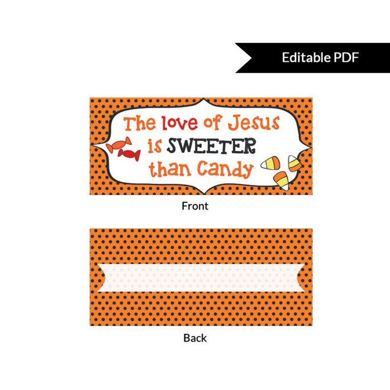 The Love of Jesus is Sweeter Than Candy Halloween Bag Topper Party ...