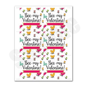 Bee My Valentine Bumble Bee Cards Instant Download Printable Editable ...