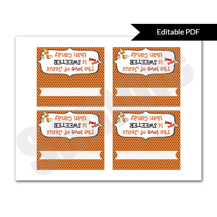 The Love of Jesus is Sweeter Than Candy Halloween Bag Topper Party ...