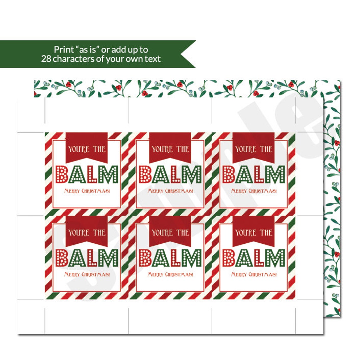 You're the Balm Lip Balm Christmas Favor Gift Tag Editable PDF ...
