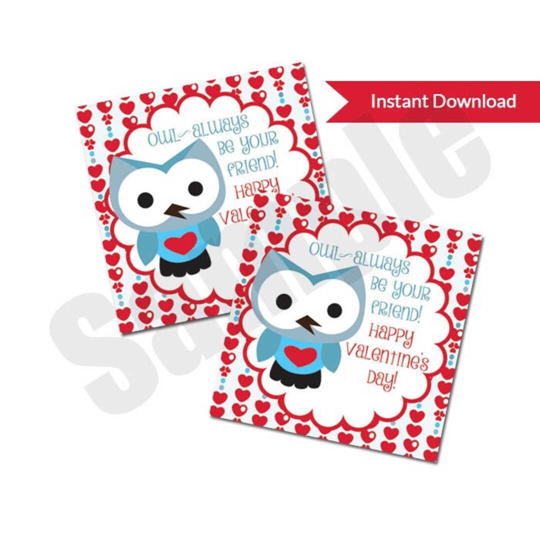 Owl Always Be Your Friend Valentine's Day Card Tag PDF Printable for ...