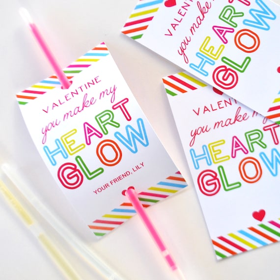 You Make My Heart Glow Neon Valentine for Glow Stick Party | Etsy