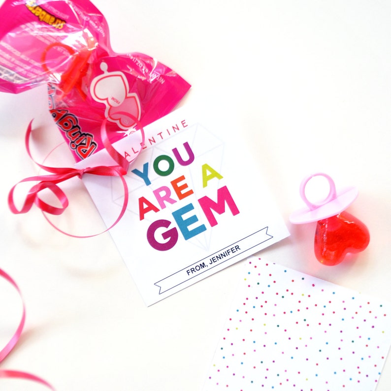 You Are a GEM Ring Pop Valentines Day Card Tags Instant | Etsy