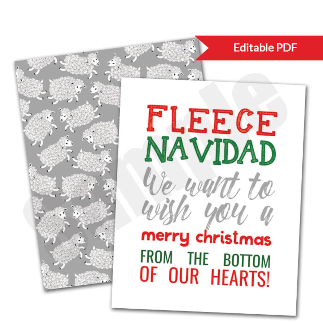 Fleece Navidad Christmas Gift Tag Editable PDF Printable Cards for ...