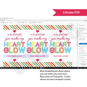 You Make My Heart Glow Neon Valentine for Glow Stick Party Favor Tag ...
